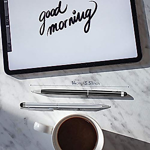 ORIbox Stylus Pen Ballpoint Pen,12pcs Universal 2 in 1 Capacitive Stylus Ballpoint Pen for iPad, iPhone, Samsung, HTC, Fire tablet, Tablet, All Capacitive Touch Screen Device(6 Black,6 Sliver)