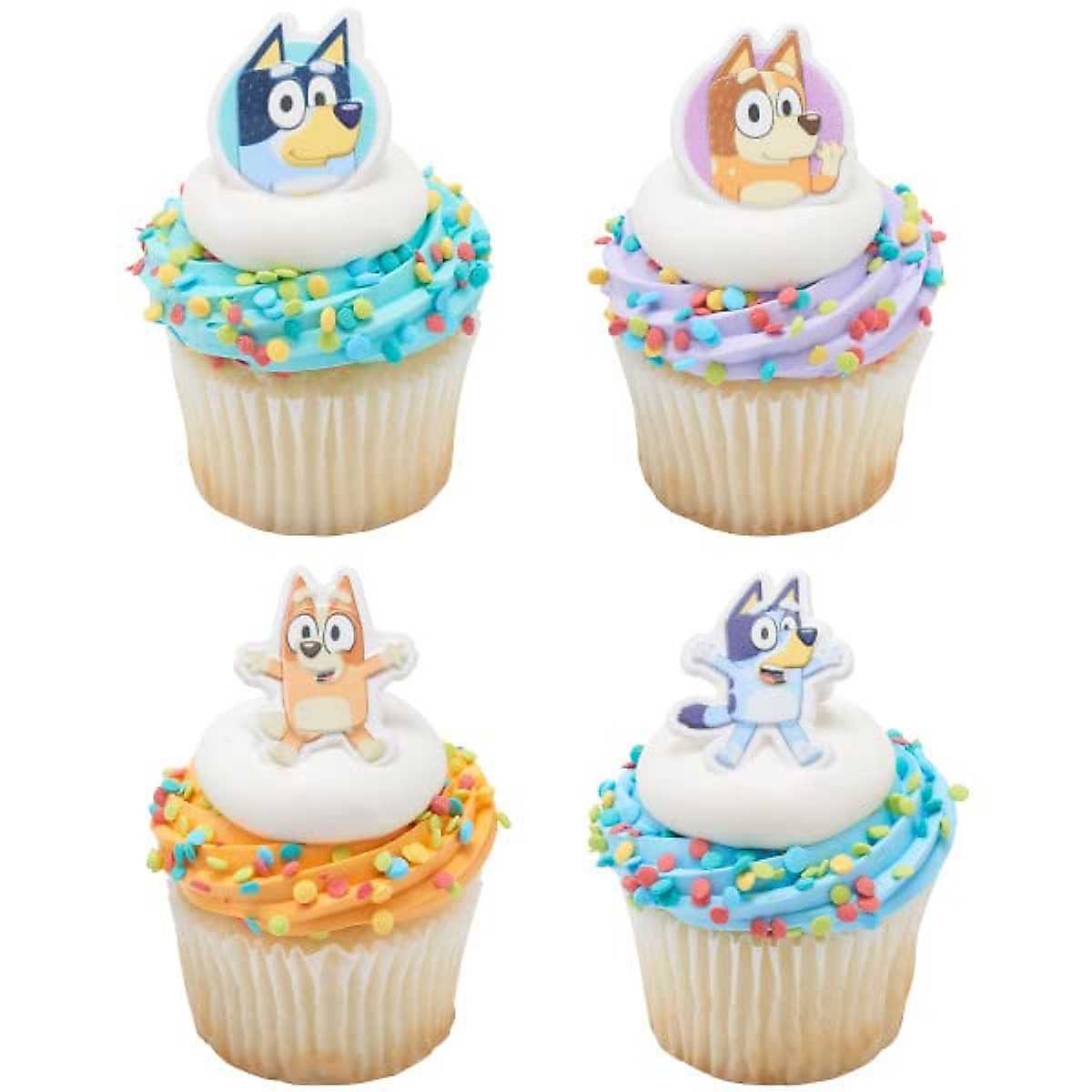 Bluey So Much Fun Cupcake Rings Toppers - 24 Count