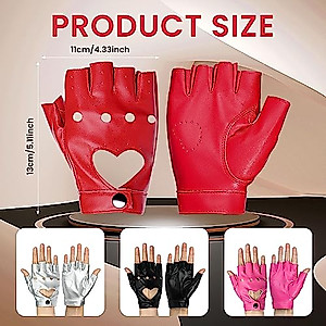 gootrades Punk Fingerless Dance Glove For Women, Jazz Style Glove, PU Leather (Rose Red)