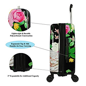 World Traveler Seasons Hardside 2-Piece Carry-On Spinner Luggage Set, Peonies, One_Size