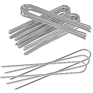 TQVAI 150 Pack Landscape Staples, 6 Inch 11 Gauge Garden Stakes, Galvanized U-Shaped Pins for Weed Fabric, Fence, Lawn, Yard