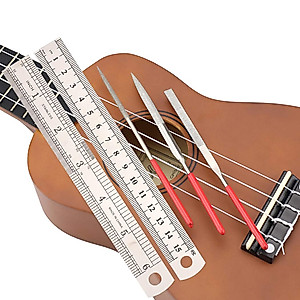 Hidear Guitar Repairing Maintenance Tool Kit Includes String Organizer String Action Ruler Gauge Measuring Tool Hex Wrench Set Files for Guitar Ukulele Bass Mandolin Banjo