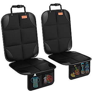 SMART ELF Car Seat Protector, 2Pack Seat Protector Protect Child Seats with Thickest Padding and Non-Slip Backing Mesh Pockets for Baby and Pet…