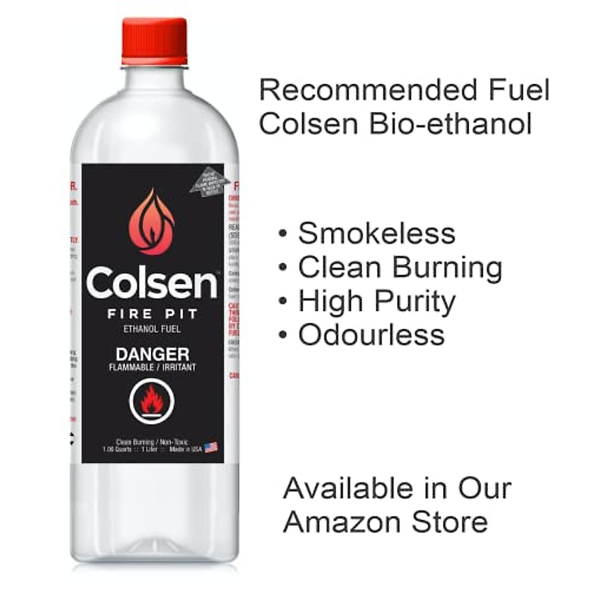 Colsen Hex Large Tabletop Ethanol Fire Pit - Indoor Outdoor Fire Pit, Portable Concrete Bowl Pot Fire Pit