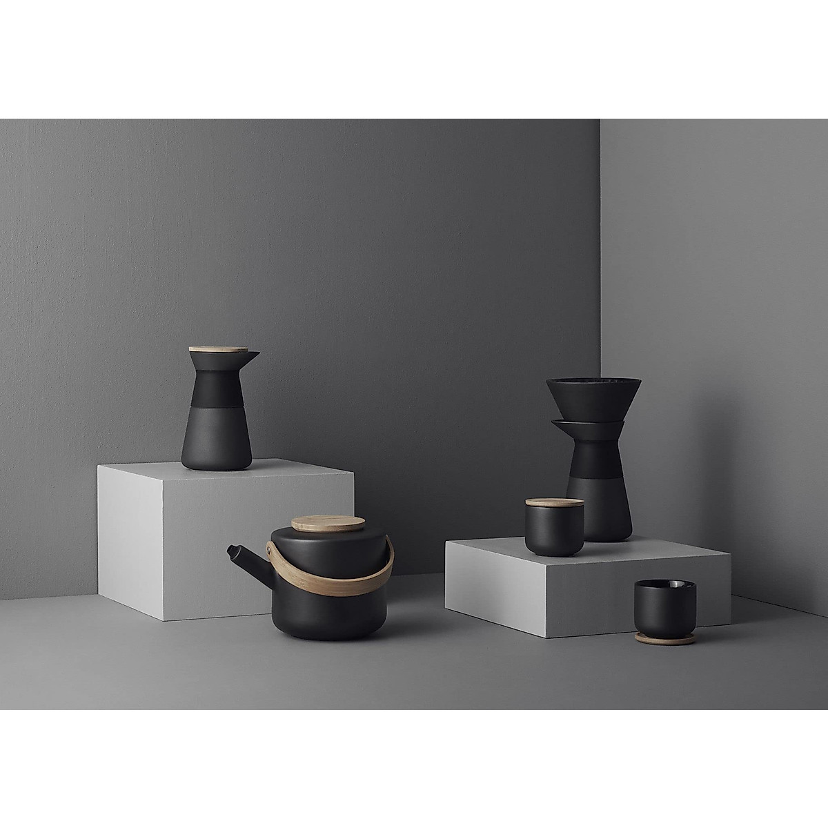 Stelton Theo Tea Pot, Stone, Black, 21 x 21 x 16 cm