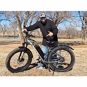 Mukkpet Suburban 750W Electric Bike for Adults 26'' * 4.0 All Terrain Tire Electric Mountain Bikes 48V 15AH BMS Removable Lithium Battery Electric Bicycle Shimano 7-Speed Electric Bike, Standard…