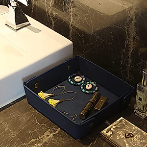 CASIRENA Faux Leather Valet Tray Organizer for Men - Catch-All Tray for Entryway Table Key, Wallet, Watch, Coin Change, Phone, Dresser EDC Dump Jewelry, Bedside Nightstand Desk-top Catchall Tray