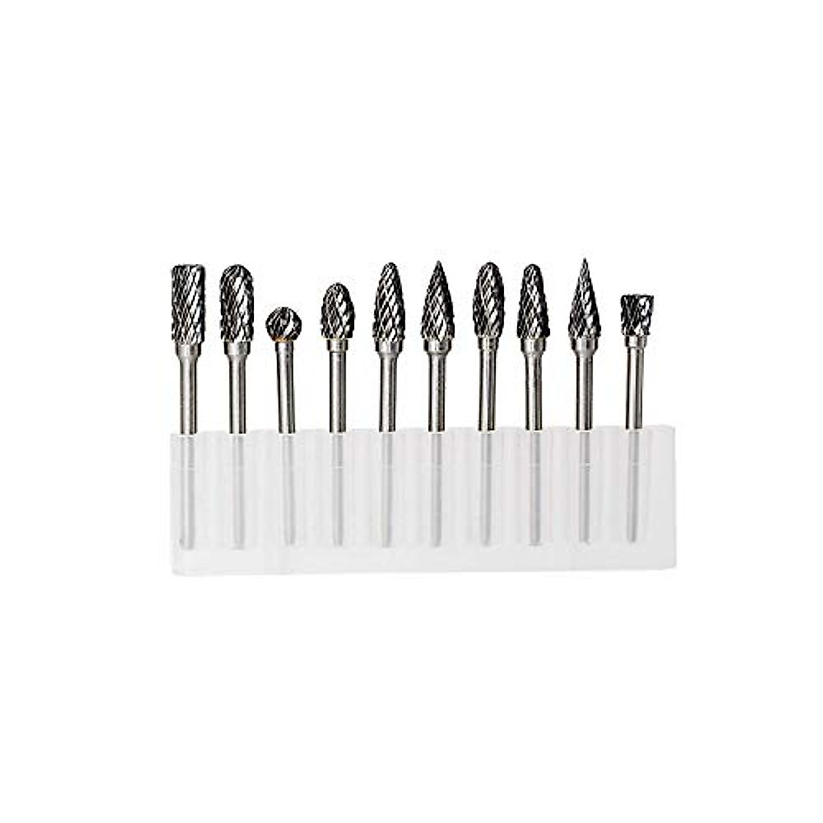 Carbide Burr Set JESTUOUS 1/8 Inch Shank with 1/4 Inch Head Double Cut Rotary Burrs Die Grinder Drill Bits for Woodworking Engraving Drilling Carving,10pcs
