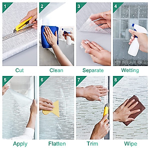 rabbitgoo Window Privacy Film, No Glue Frosted Glass Film, Static Cling UV Blocking Non Adhesive Reusable Heat Control Window Vinyl Clings for Home, Office, Frosted Silk, 17.5 x 78.7 Inches