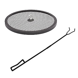 Blue Sky Outdoor Living Round Flat Spark Screen and Screen Lift for Ridge Portable Fire Pit, Black