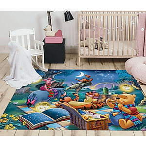 CZEGPUB Cute Cartoon Characters AreaRug Bear and His Friends Rug Cute Animal Friends Carpet for Kids Room Bedroom Room Living Room Decor Rugs Gifts for Kids 4'x 5.3'