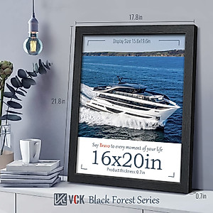 VCK 16x20 Poster Frame with Exclusive Black Woodgrain, Solid Wood Picture Frames for Wall - 2 pack