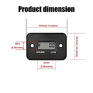 HonorMeet Digital Chainsaw Hour Meter Gauge, LCD Inductive Hours Counter for Lawn Mower with Mounting Bracket,Works on Gas Engine Powered Garden Tractor Air Compressor Generator Motorcycle Boat ATV.