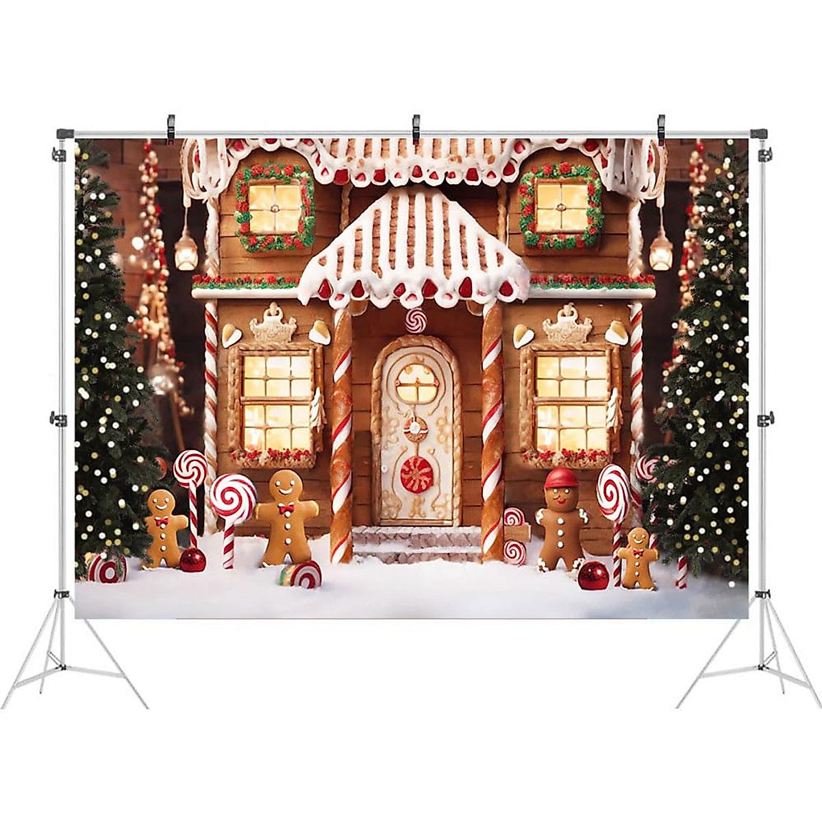Ticuenicoa Christmas Winter Gingerbread House Backdrop 7x5ft Merry Xmas Snow Tree Eve Party Decorations Photography Background Snowflake Kid Portrait Banner Photo Shoot Studio Props