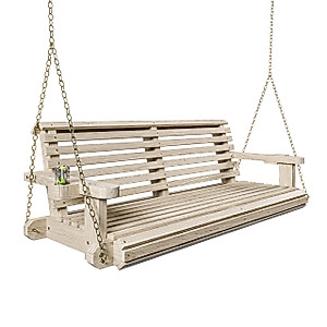 Porchgate Amish Heavy Duty 800 Lb Roll Comfort Treated Porch Swing W/Chains (5 Foot, Unfinished)