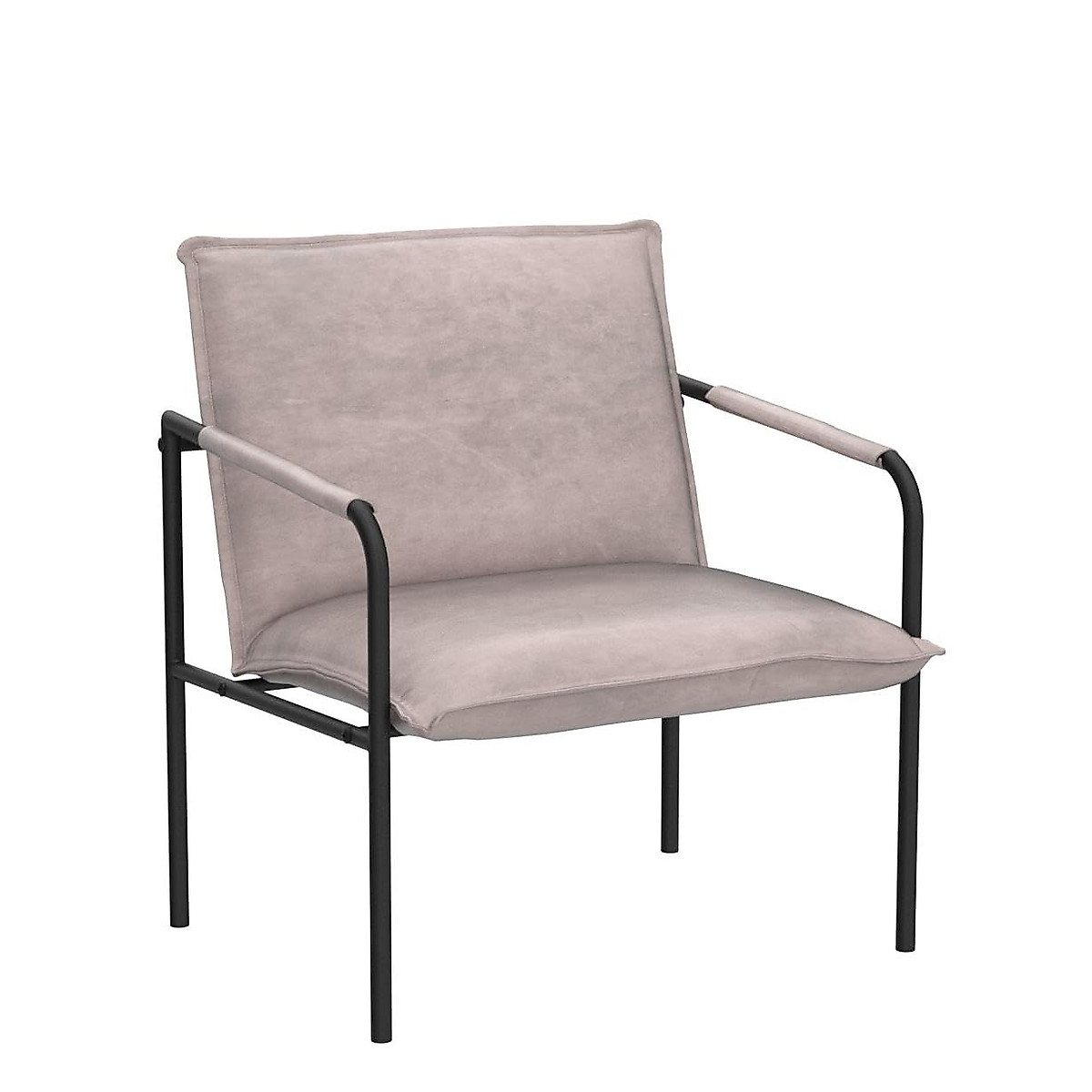 MAISON ARTS Steel Frame Leather Accent Chair Mid Century Modern Lounge Arm Chair Soft Upholstered for Home Office Study Living Room, 350LBS Bear Capacity, Grey