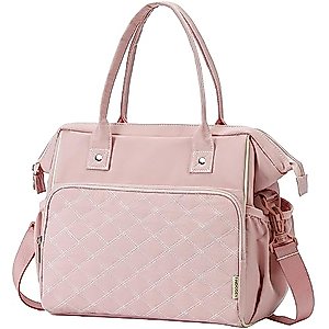 FINDCOZY Insulated Lunch Bag for Women, Cute Lunch Box, Reusable Cooler Bag with Removable Shoulder Strap and Side pockets for Work or Picnic, Pink