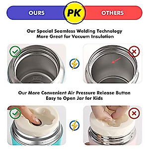 DaCool Insulated Lunch Container Kids Food Thermos 16 oz with Handle Leakproof Vacuum Stainless Steel Keep Food Warm Container to Keep Lunch Hot Food Jar Bento for Girls Boys School Picnic Cyan-Blue