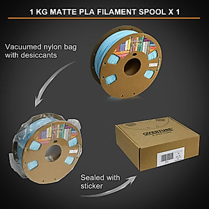 OVERTURE PLA Matte 3D Printer Filament 1.75mm, Matte PLA 1kg Cardboard Spool (2.2lbs), Dimensional Accuracy +/- 0.02 mm (Matte Light Blue)