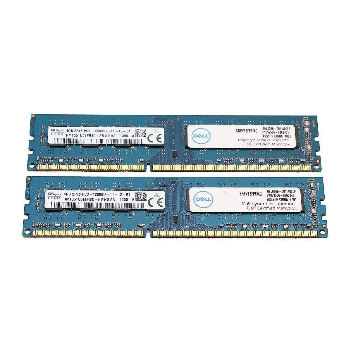 2 x 4GB (8GB Total) Hynix HMT351U6EFR8C-PB 4GB PC3-12800U Desktop Memory