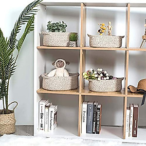 MINTWOOD Design Set of 4 Cotton Rope Nesting Baskets, Decorative Woven Nursery Baskets, Cute Closet Baskets and Bins for Shelves, Table Basket Organizers for Small Accessories, Light Brown