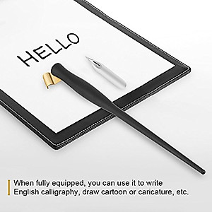 Ejoyous Oblique Pen Nib Holder English Calligraphy Dip Pen Point Holder 2-in-1 Script Handed Dip Pen Oblique Pen Holder Antique Fountain Dip Pen, Black