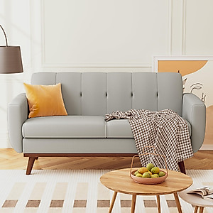 Cozysnooze 65.4" Loveseat Sofa,Memory Foam Futon Sofa Couch Sleeper,Linen Fabric Upholstered 2-Seat Sofa for Living Room,Apartment,Bedroom,Office,Grey