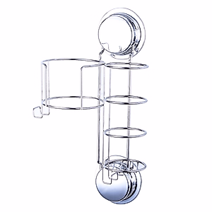 Ecoart Hair Dryer and Straightener Holder with Hooks, Suction Cups or Screws for Wall Mount, Stainless Steel