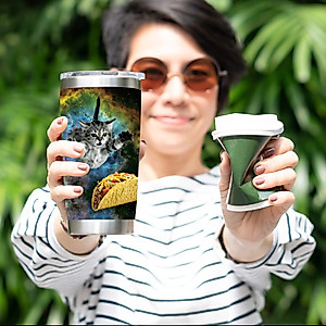 NVJUI JUFOPL Burrito Space Cat Tumbler Cup With Lid - Funny Gift for Women, Girls, Mom, Wife - 20 Oz Insulated Travel Coffee Mug for Mother's Day, Birthday