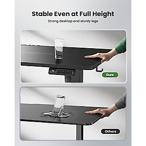 Marsail Electric Standing Desk Adjustable Height, 48 * 24 Inch Sit Stand up Desk for Home Office Furniture Computer Desk with 3 Memory Presets, Headphone Hook, Black