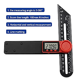 Digital Angle Finder Protractor, Electronic Level 360° LCD Digital Sliding T Bevel Gauge Angle Finder, Angle Measuring Tool for Woodworking Carpenter Construction