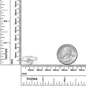 Gem Stone King 10K White Gold Forever United 2 Stone White Topaz and White Simulated Opal and Diamond Engagement Ring For Women (0.75 Cttw, Round, Avaiable in Size 5,6,7,8,9)