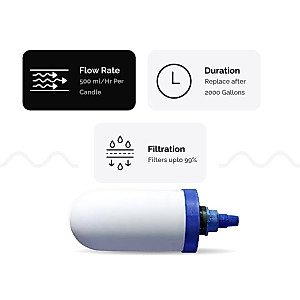 AquaEasy Ceramic Water Filter Candle (4 Piece) Replacement Gravity Water Filter Blocks Compatible with Gravity Filter Systems like ProOne, AlexaPure and Berkey | Pre Filtration | Ceramic Dome Filter
