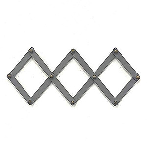 THE NIFTY NOOK Wall Mounted Wood Expandable Accordian Coat Rack Hanger 10 Metal Pegs - 24" Length (Gray)