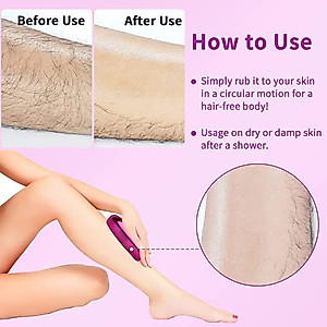 Crystal Hair Eraser | Reusable Exfoliation Flawless Magic Removal Stone for Men and Women Painless Remover Tool for Back, Arms, and Legs Washable and Portable Shaving Epilator for Smooth Skin Pink