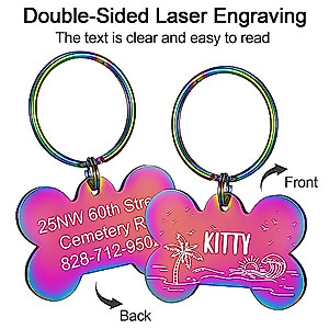 Atdesk Stainless Steel Pet ID Tag, Custom Dog Tag for Pets Engraved Name, Address & Phone Number, Personalized Dog Tags and Cat Tags, Dog ID Tag for Dogs, Dog Bone Tag(S Multi)