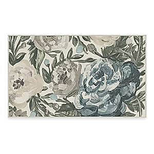 RUGGABLE Camellia Washable Rug - Perfect Floral Area Rug for Living Room Bedroom Kitchen - Pet & Child Friendly - Stain & Water Resistant - Jade 3'x5' (Standard Pad)