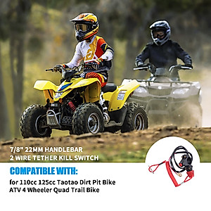 JINGKE 7/8" 22mm Handlebar 2 Wire Tether Kill Switch Apply to Taotao 110cc 125cc Dirt Pit Bike ATV 4 Wheeler Quad Trail Bike
