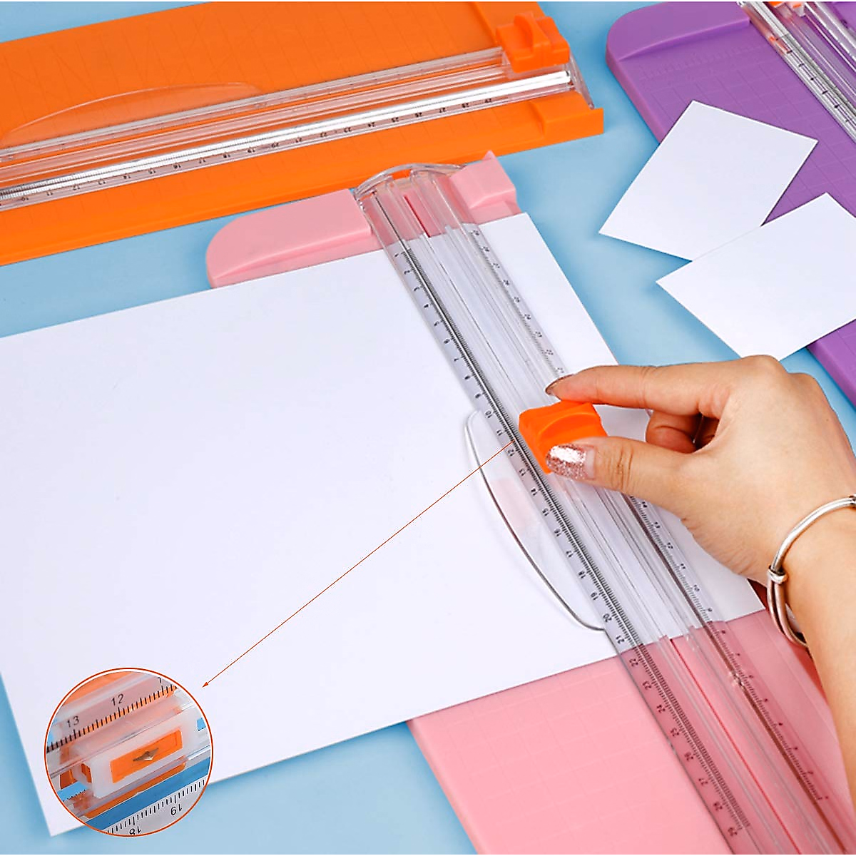 Portable Paper Cutter Guillotine Paper Trimmer Scrapbooking with Security Safeguard for Standard Cutting of A2 A3 A4 A5 Paper, Photos or Labels - Black