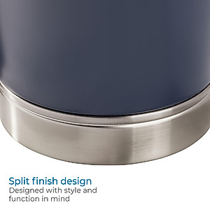 iDesign York Waste Can, Matte Navy/Brushed Nickel