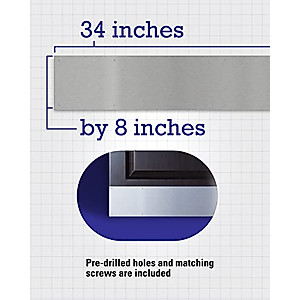 Hardware Essentials 852737 Aluminum Non-Magnetic, Screw-In, Door Kick Plate 8" x 34" Anodized Aluminum Finish ​​