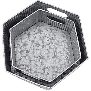 MyGift Rustic Corrugated Galvanized Silver Tone Metal Hexagonal Decorative Baskets, Home Storage Organizer Bins with Nesting Design and Cutout Handles, 2 Piece Set