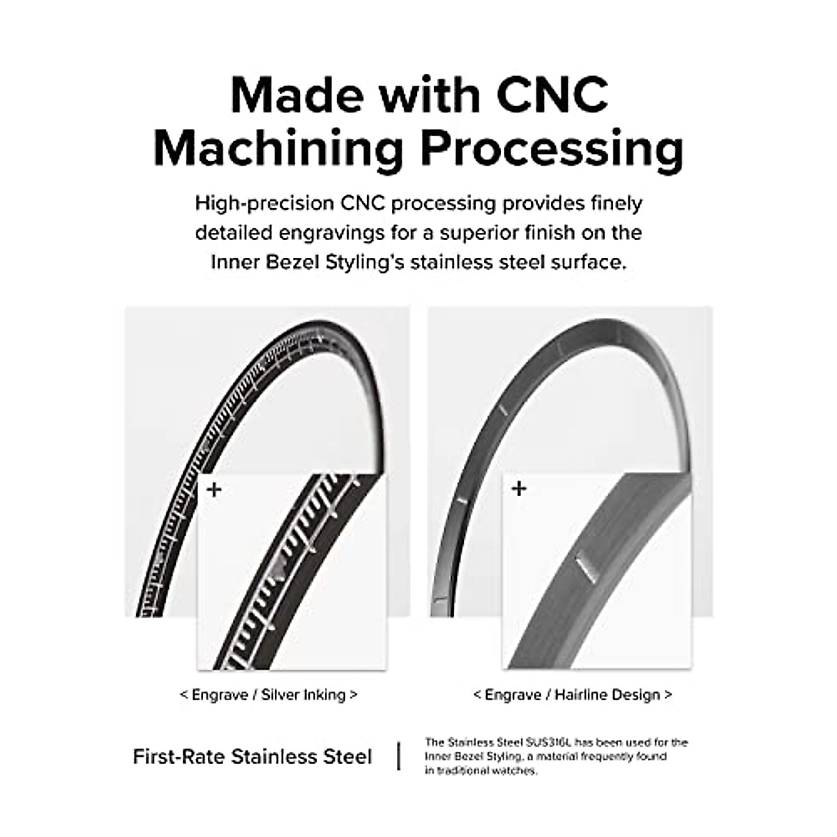 Ringke Inner Bezel Styling Compatible with Samsung Galaxy Watch 4 Classic 42mm, Stainless Steel Anti-Scratch Inner Bezel Ring Protective Cover - 42-IN-03 (ST) Silver