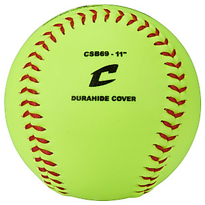 Champro 11" Slow Pitch Practice Softballs with Flat Seams and Durahide Cover, 12 Pack