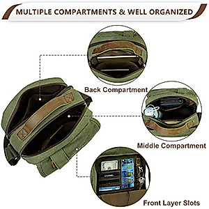 VASCHY Messenger Bag Small, Canvas Water Resistant Crossbody Shoulder Bag Purse for Men and Women Green