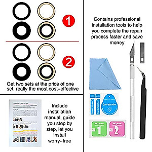 2PCS ASDAWN Back Camera Lens Glass Replacement for iPhone 12 and 12 Mini All Carriers,Rear Camera Lens Glass Replacement with Free Lens Film + Installation Manual + Repair Tool Set