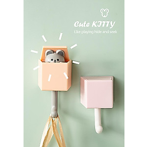 NiceForU Cute Cat Wall Hooks, Wall Mounted Coat Hook Adhesive or Nail for Dual use, Decorate Non Slip Space Saving (Pack of 6)