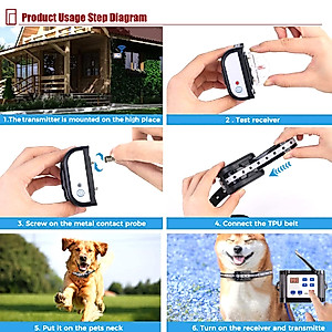 HEXIEDEN Wireless Electric Dog Fence,Pet Boundary Containment System,Safe Effective Vibrate/Shock Dog Collar,Waterproof,Rechargeable,Adjustable Range,Harmless,for 1 2 3 Dogs,for3dogs