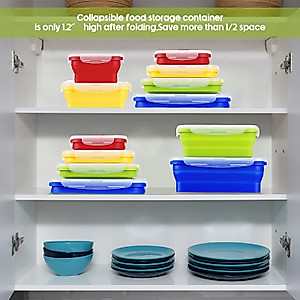 4 Sets 16 Pcs Silicone Food Storage Containers with Lids Collapsible Meal Prep Container Silicone Food Box Microwave Lunch Containers Leftover Meal Box, Dishwasher and Freezer Safe (Multicolor)
