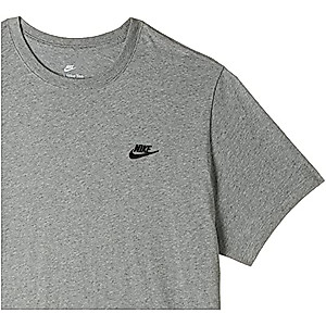 Nike Men's Standard NSW Club Tee, Dark Grey Heather/Black, Large